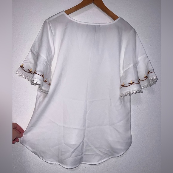 Zara | Tops | Zara Basic White Top W Embroidery | Poshmark